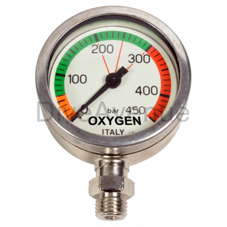 OXYGEN pressure gauge 0-450bars submersible diameter 52mm
