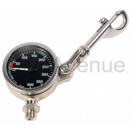 Tech manometer 400bar 52mm with SS snap hook - DIVEAVENUE