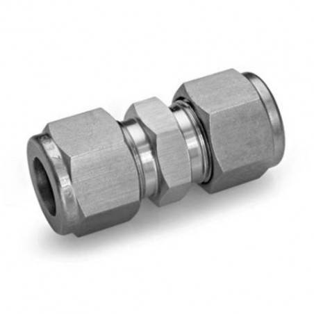 Equal double union for Ø8mm tube in 316L stainless steel