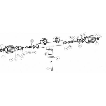Double valve H type for diving tank AIR DIN 232bar M25x2